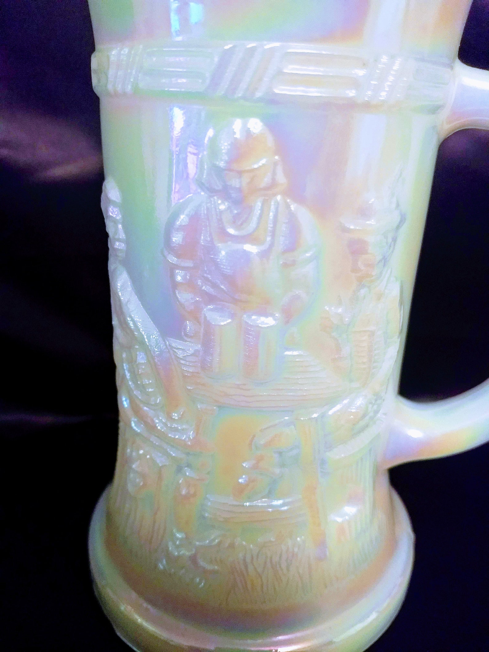 Federal Glass Iridescent Milk Glass Beer Stein - Etsy