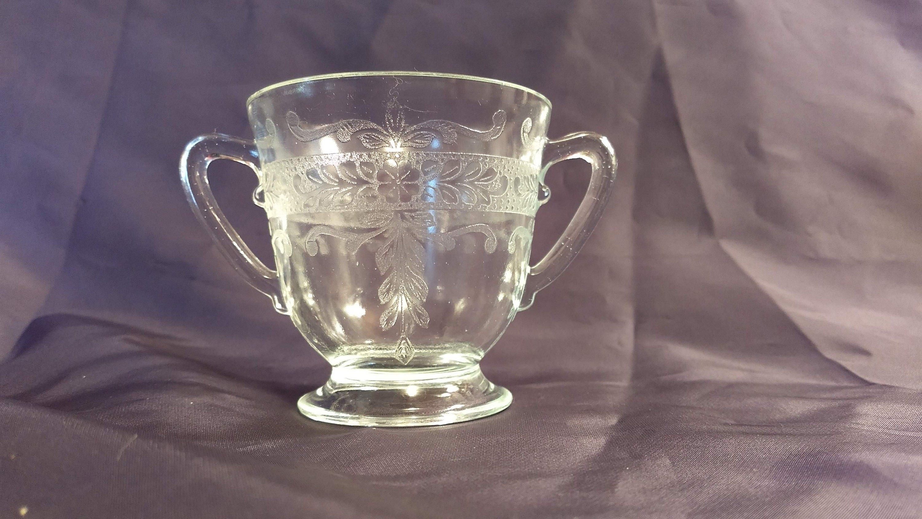 MacBeth Evans Stippled Rose Band Clear Open Sugar | Etsy