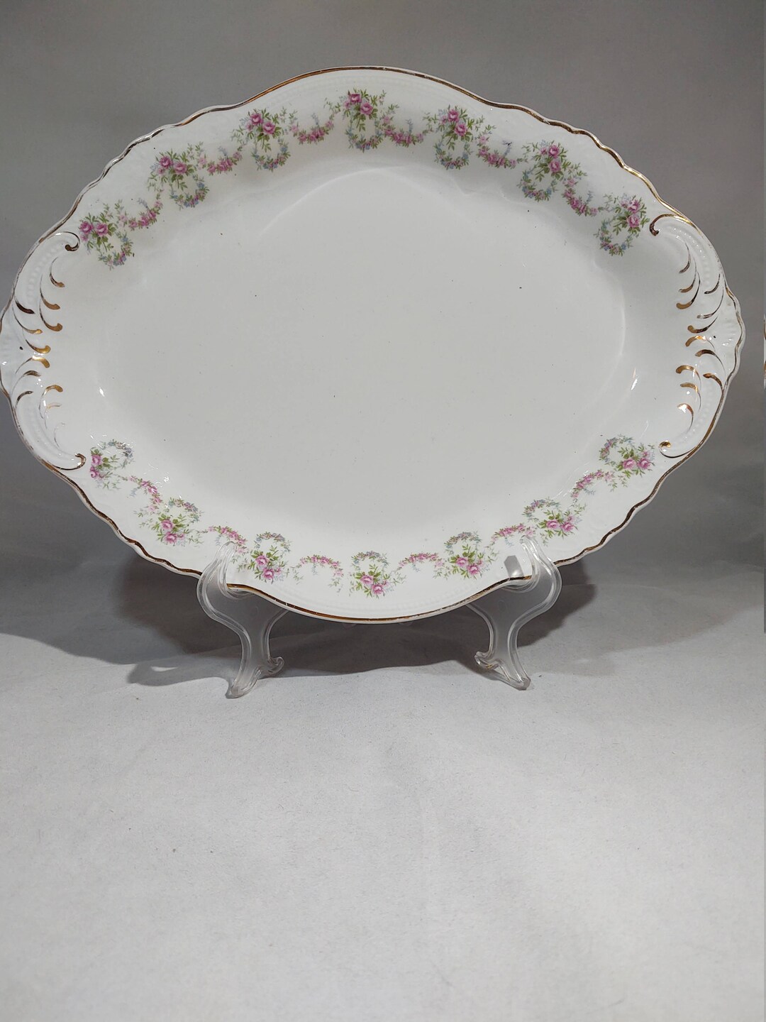 Antique W.H. Grindley 14'' Platter With Pink Roses - Etsy