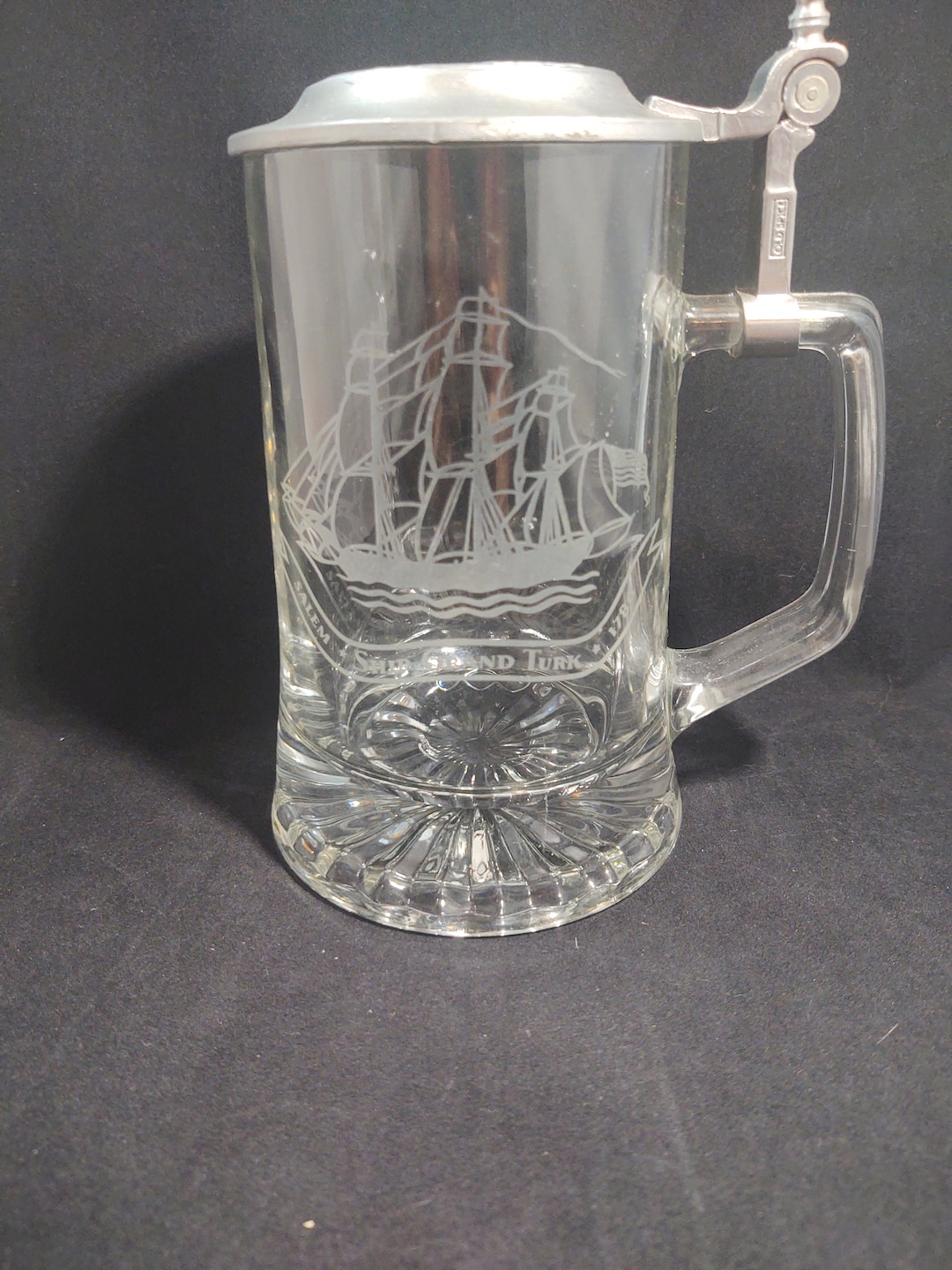 Vintage ALWE Glass Stein With Pewter Lid Nautical Theme - Etsy