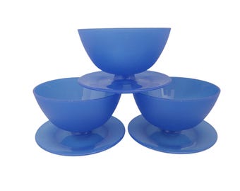 Vintage Tupperware Pudding Cups in Frosted Smoke, Set of 6 (complete ...