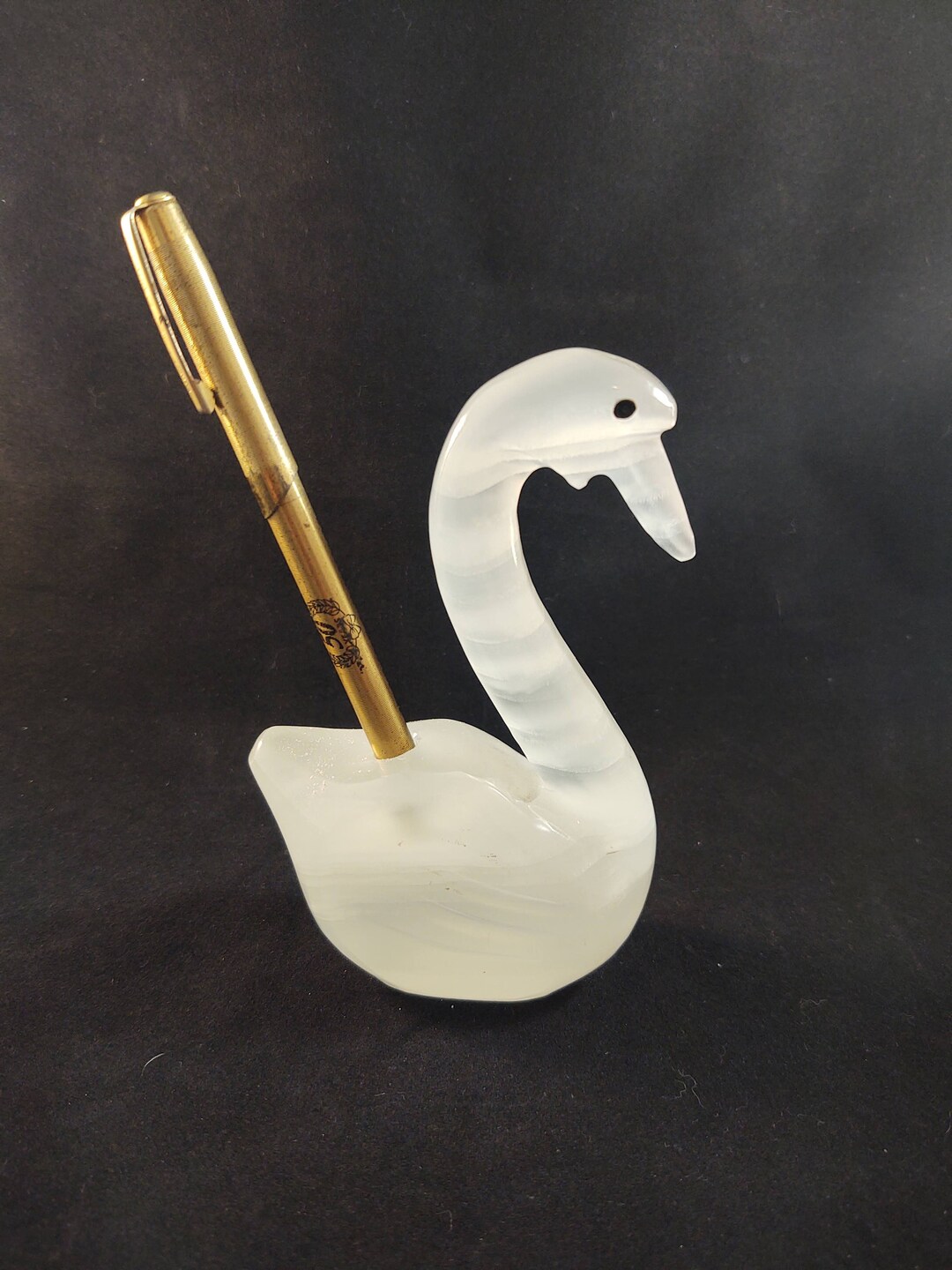 Vintage Hand Carved White Swan Pen Holder and Paper Weight - Etsy