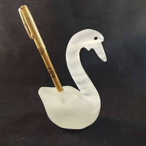 Vintage Hand Carved White Swan Pen Holder and Paper Weight - Etsy