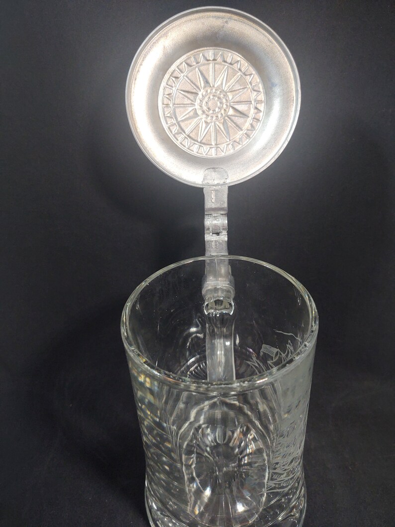 Vintage ALWE Glass Stein With Pewter Lid Nautical Theme - Etsy