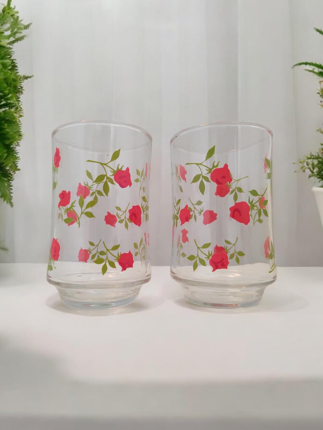 Vintage Libbey Juice Glasses With Red Roses, Set of 2 - Etsy