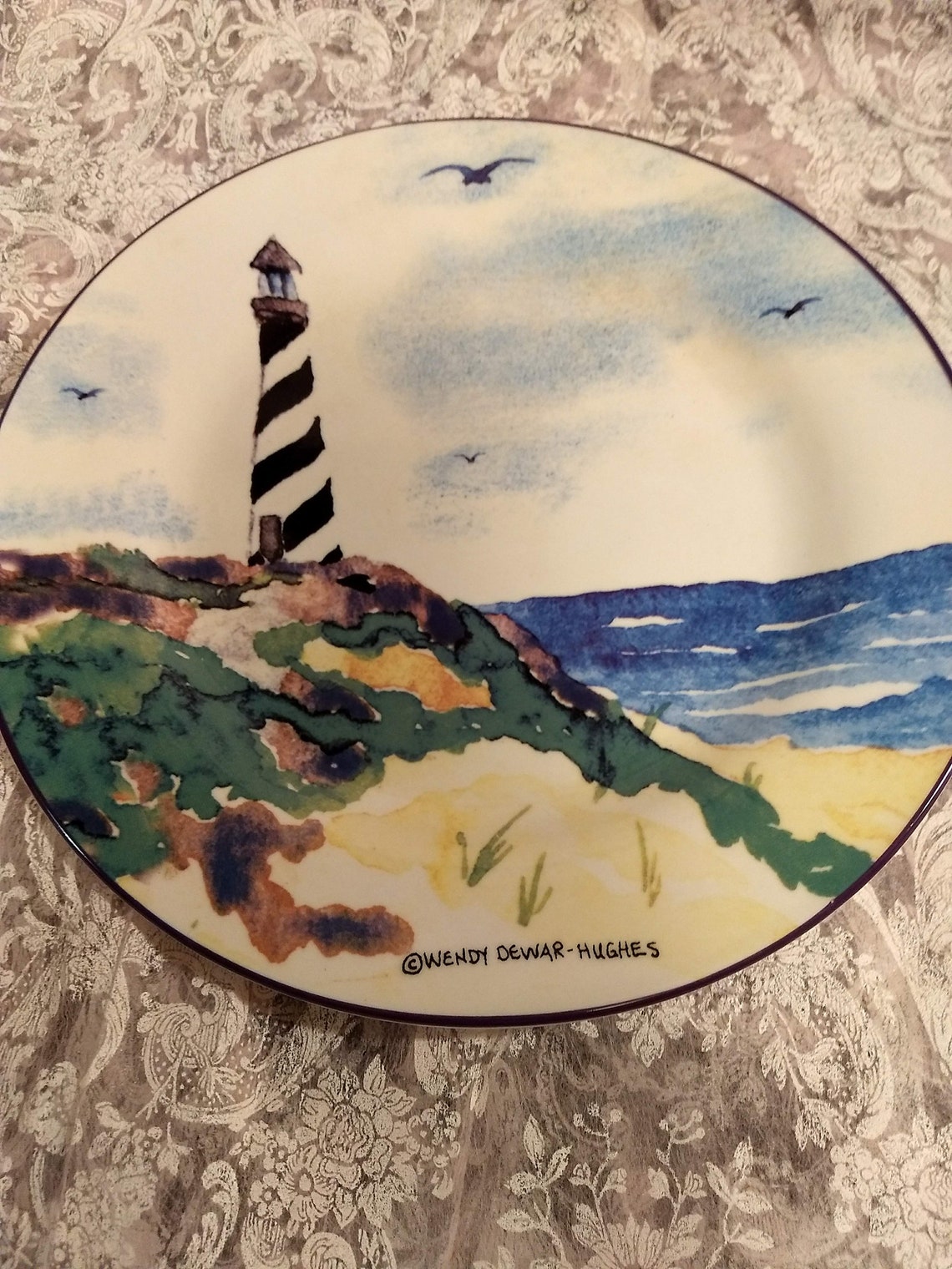 Signed lighthouse Plate by Novelist and Artist | Etsy