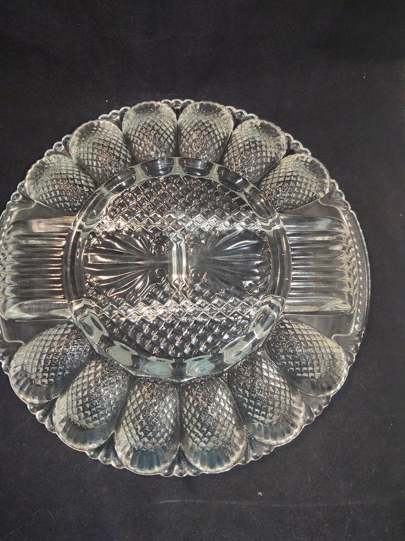 Vintage LE Smith Glass Deviled Egg Server 567 in Clear - Etsy