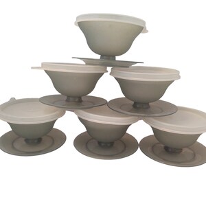 Vintage Tupperware Pudding Cups in Frosted Smoke, Set of 6 complete - Etsy