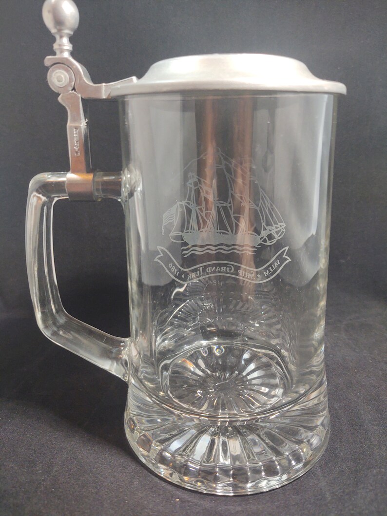 Vintage ALWE Glass Stein With Pewter Lid Nautical Theme - Etsy