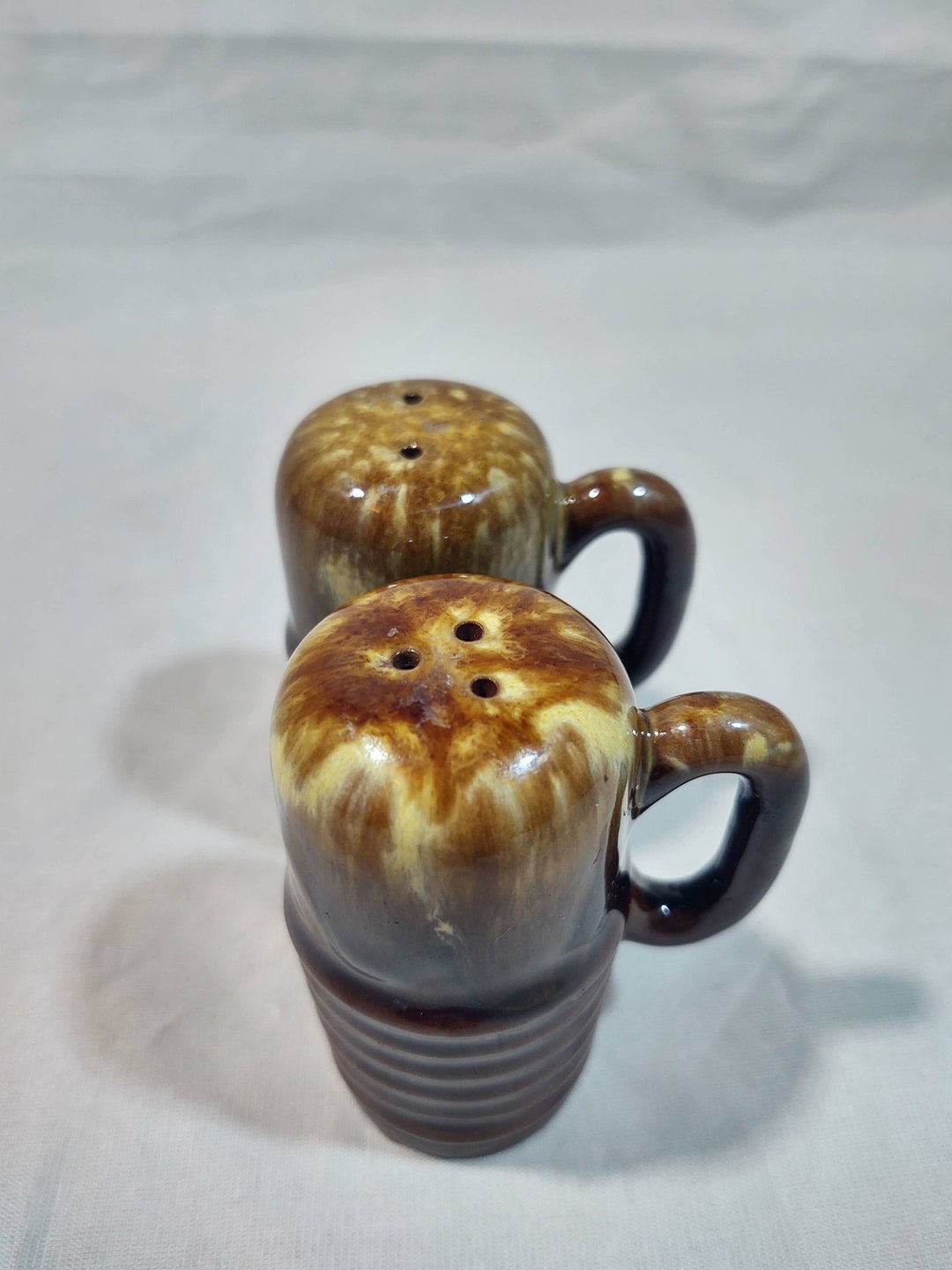 Vintage Drip Pottery Salt and Pepper Shaker Set - Etsy