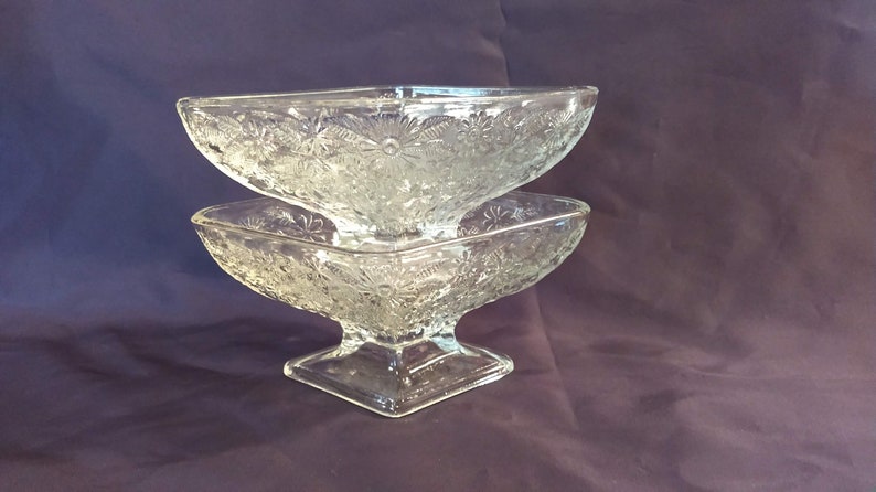 Indiana Glass Pineapple and Floral Diamond Compotes, Set of 2 - Etsy