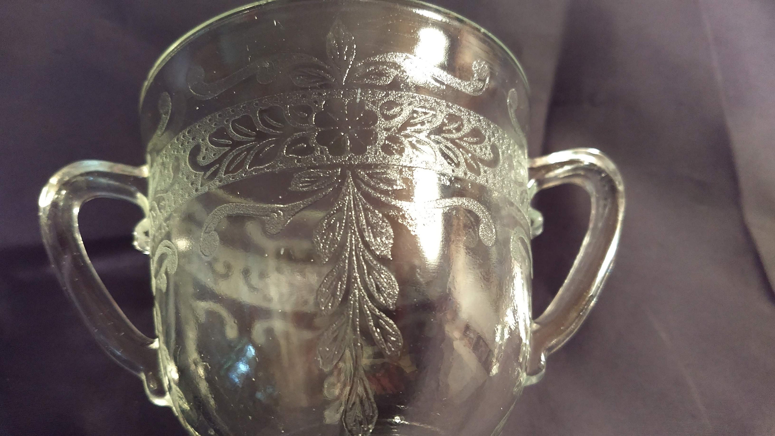 MacBeth Evans Stippled Rose Band Clear Open Sugar | Etsy