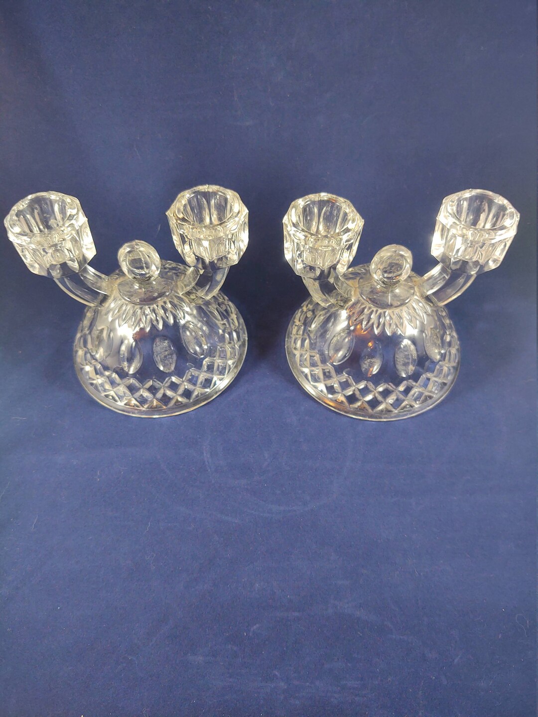 Imperial Glass Tradition Clear Double Light Candle Sticks, Set of 2 - Etsy