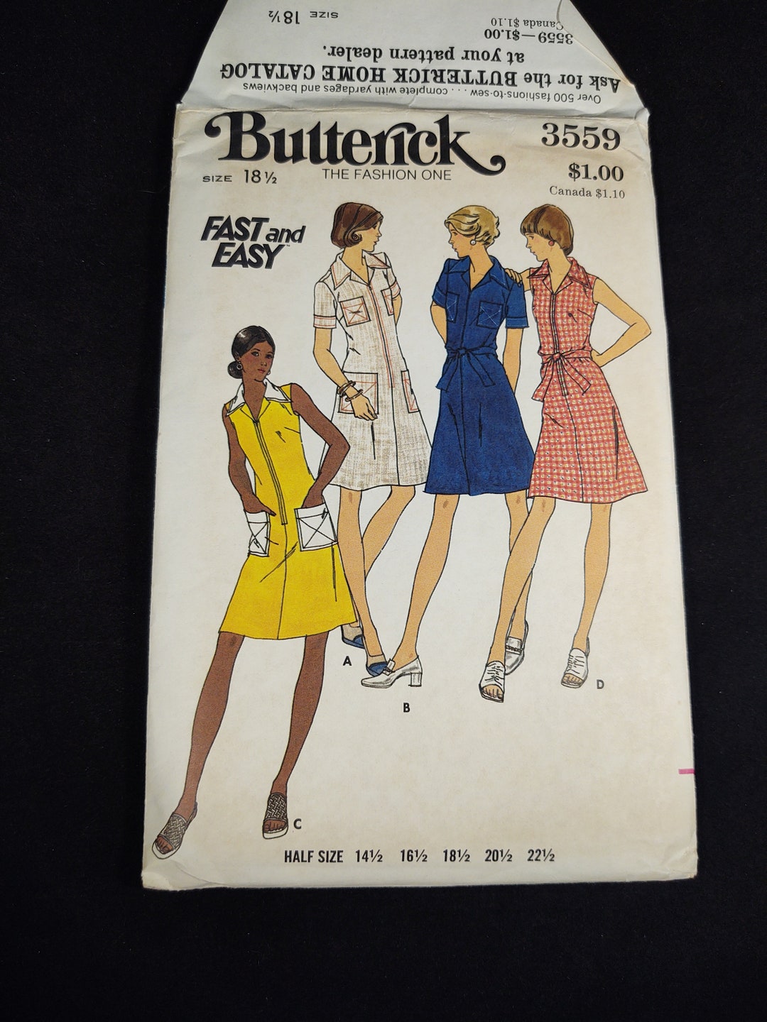 Vintage Butterrick Pattern #3559 Size 18 1/2 - Etsy