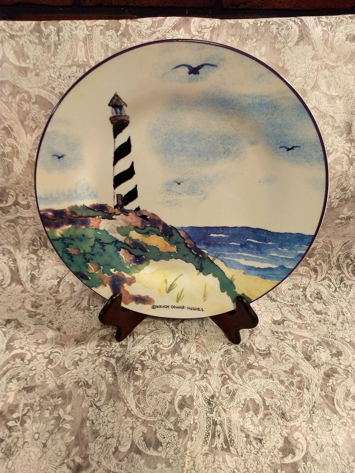 Signed lighthouse Plate by Novelist and Artist | Etsy