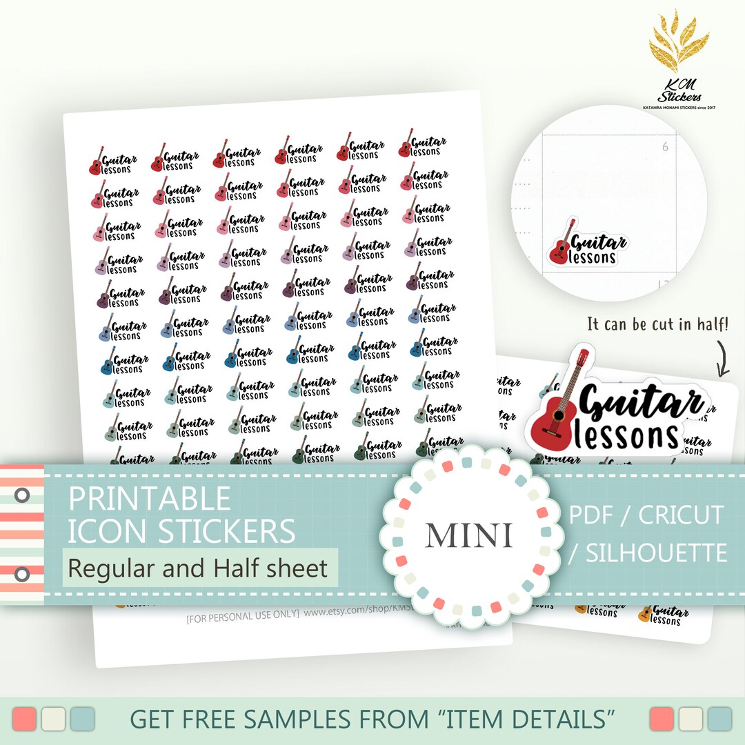 Printable Mini Guitar Lessons Stickers(regular and Half Sheet Size ...