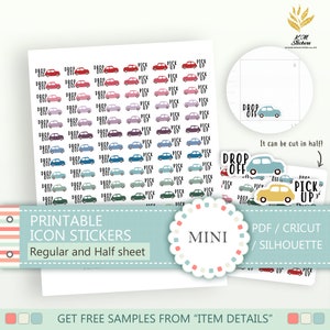 Printable Mini Drop Off(car Facing Right), Pick up Stickers(regular and ...