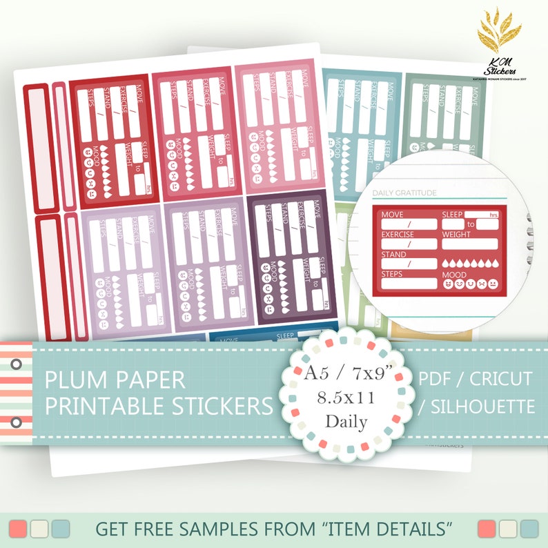 Printable Rainbow Health Tracker Stickers A5 7x9 8.5x11 - Etsy