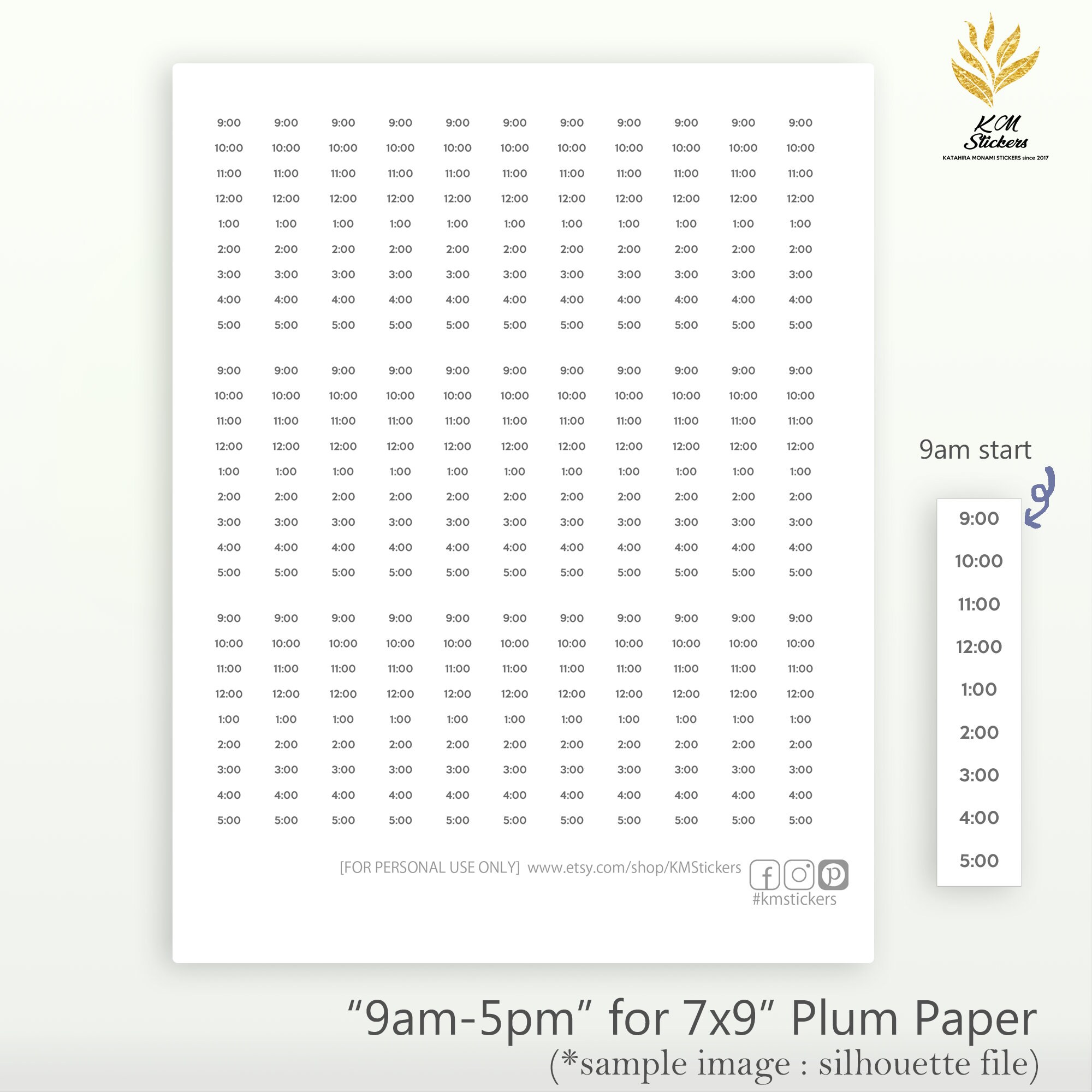 Printable Daily Time Strip Stickers A5 7x9 8.5x11 Plum | Etsy