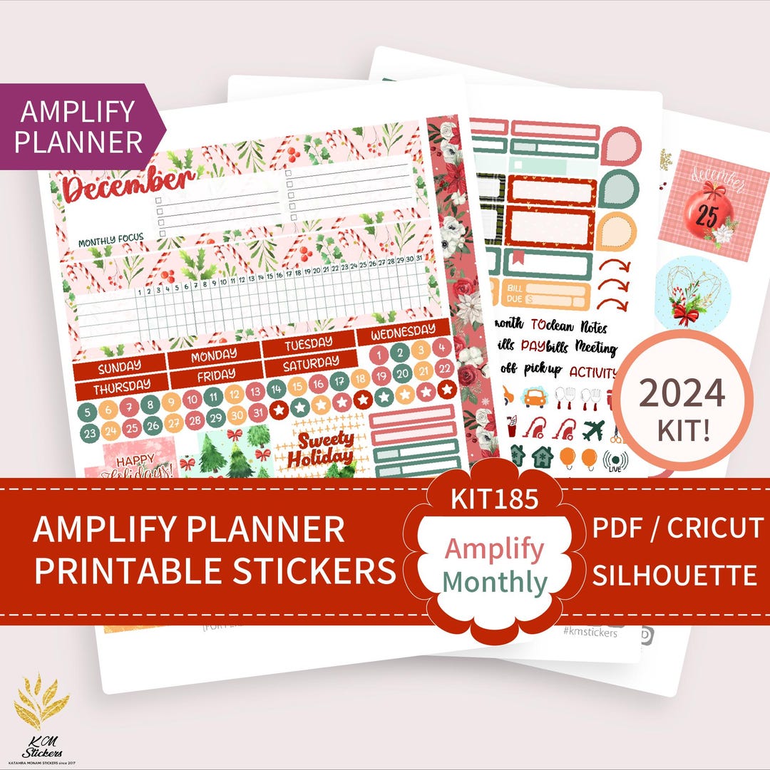 AMPLIFY - KIT 185, Printable December Kit for Amplify Planner, Planner ...