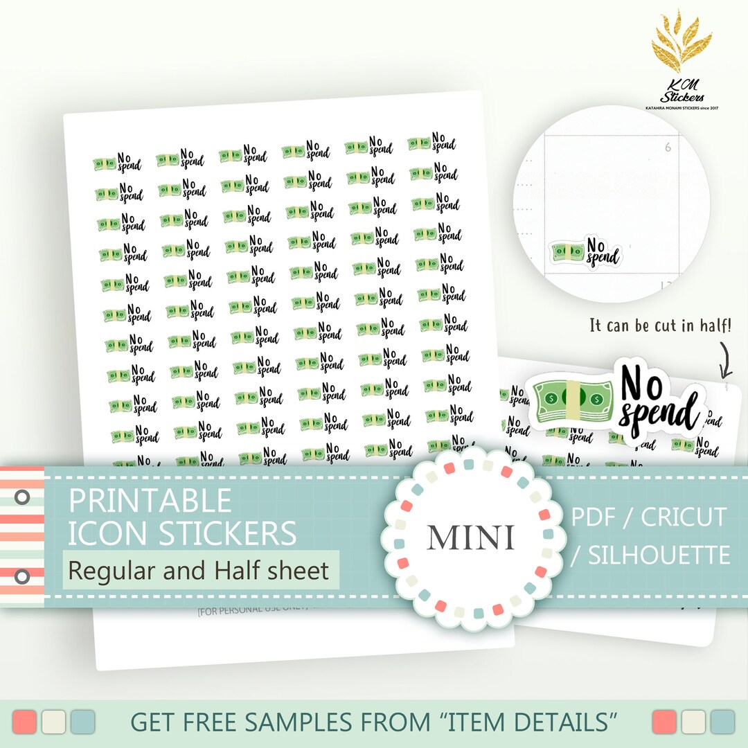 Printable Mini No Spend Stickersregular and Half Sheet Size, Planner ...