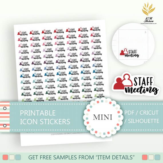 Printable Mini Staff Meeting Stickers Planner Stickers | Etsy