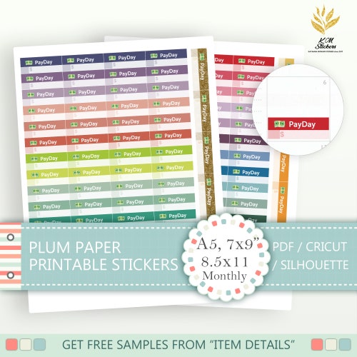 Printable Bill Due Stickers A5 7x9 8.5x11 Monthly Spread | Etsy