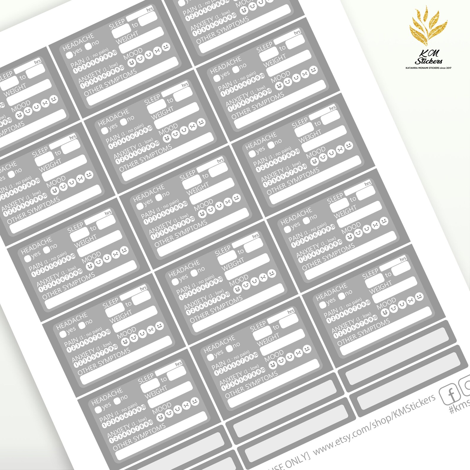 Printable Daily Headache Tracker Stickers for Amplify Planner - Etsy