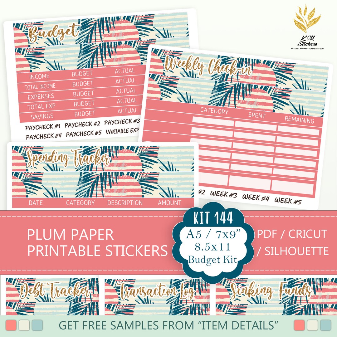 KIT 144, Printable Budget Kit for A5, 7x9, 8.5x11 Plum Paper/budget ...