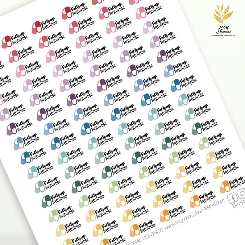 Printable Mini Pick up Prescription Stickersregular and Half - Etsy