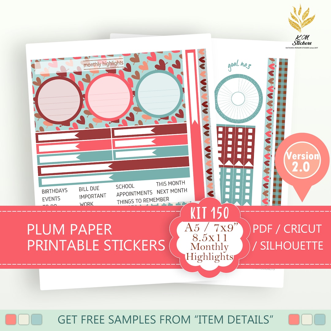 KIT 150, Printable Monthly Highlights Kit Version 2.0 for A5, 7x9, 8 ...
