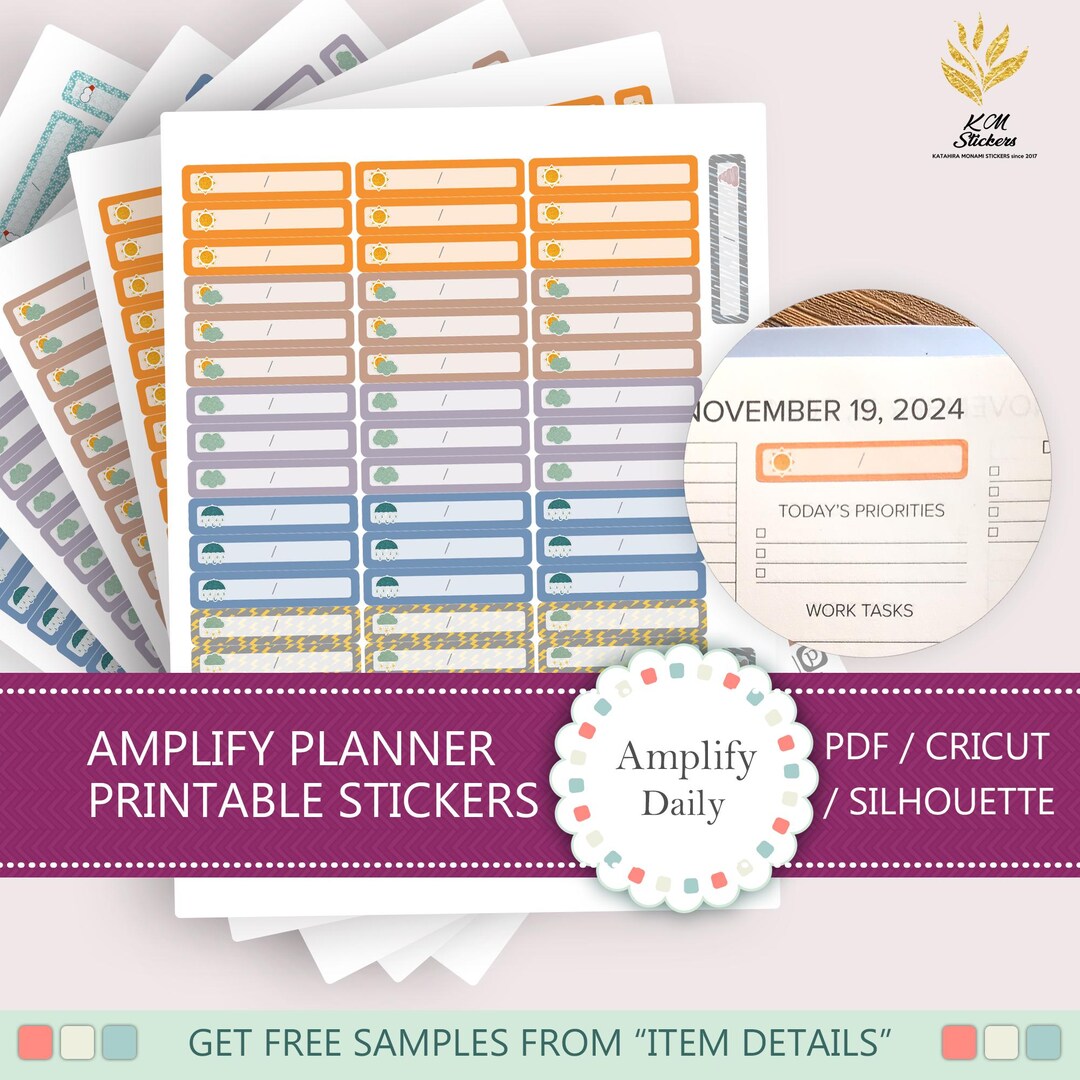 AP Printable Daily Weather Box Stickers for Amplify Planner, Box ...