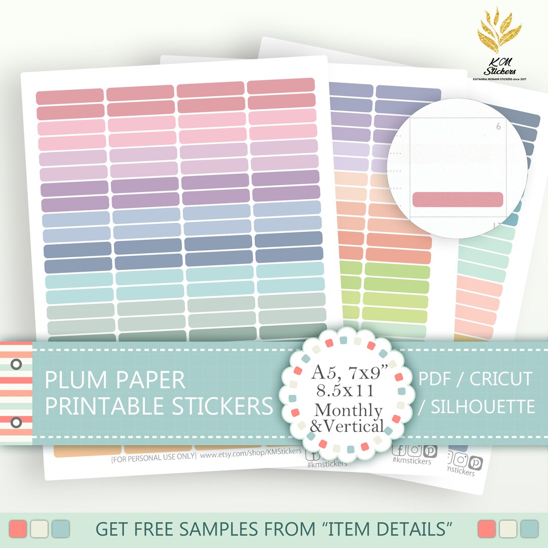 Printable Solid Background Single Line Box Stickers, A5, 7x9, 8.5x11 ...