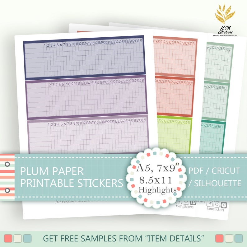 Printable Monthly Color Habit Tracker Box Stickers A5 7x9 - Etsy