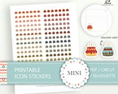 Printable Mini Birthday Cake Stickers Planner Stickers - Etsy