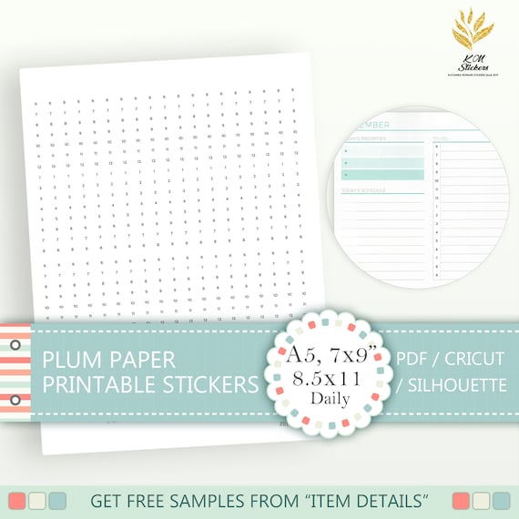 6am Start Time Strips Right Side Printable Daily Stickers - Etsy