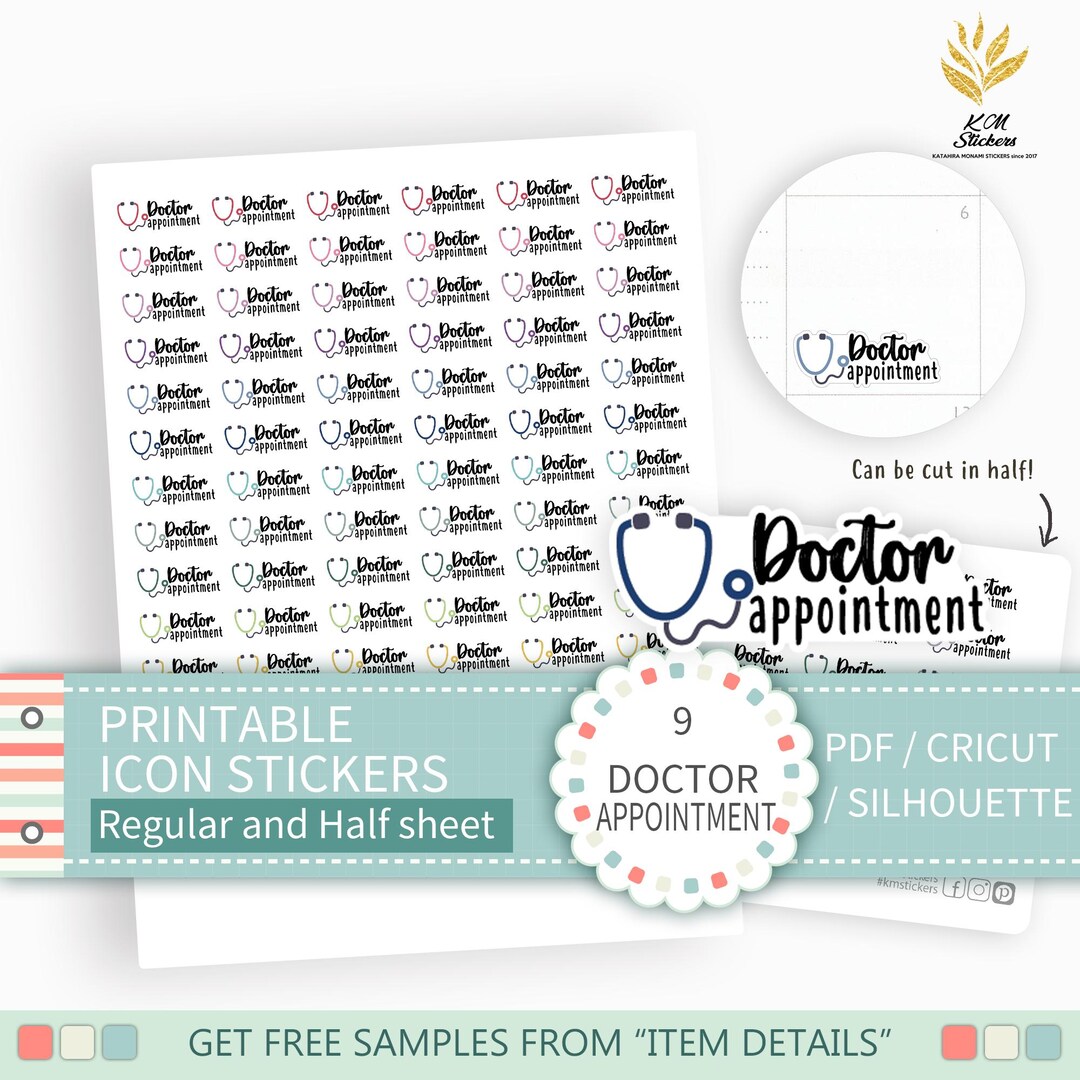 Printable Mini Doctor Appointment Stickers, Planner Stickers, Health ...