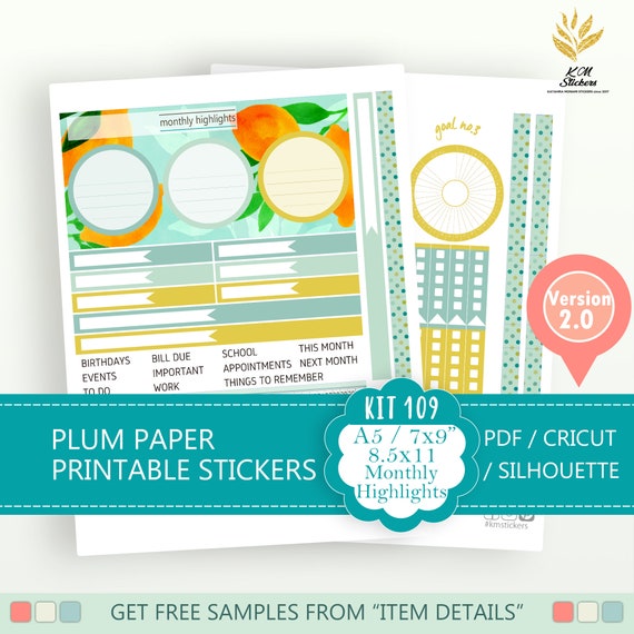 KIT 109 Printable Monthly Highlights Kit Version 2.0 lemon - Etsy