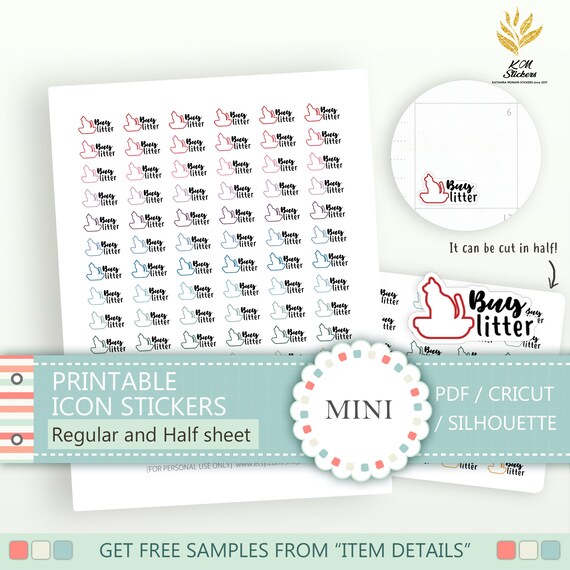 Printable Mini Buy Cat Litter Stickers regular and Half Sheet - Etsy
