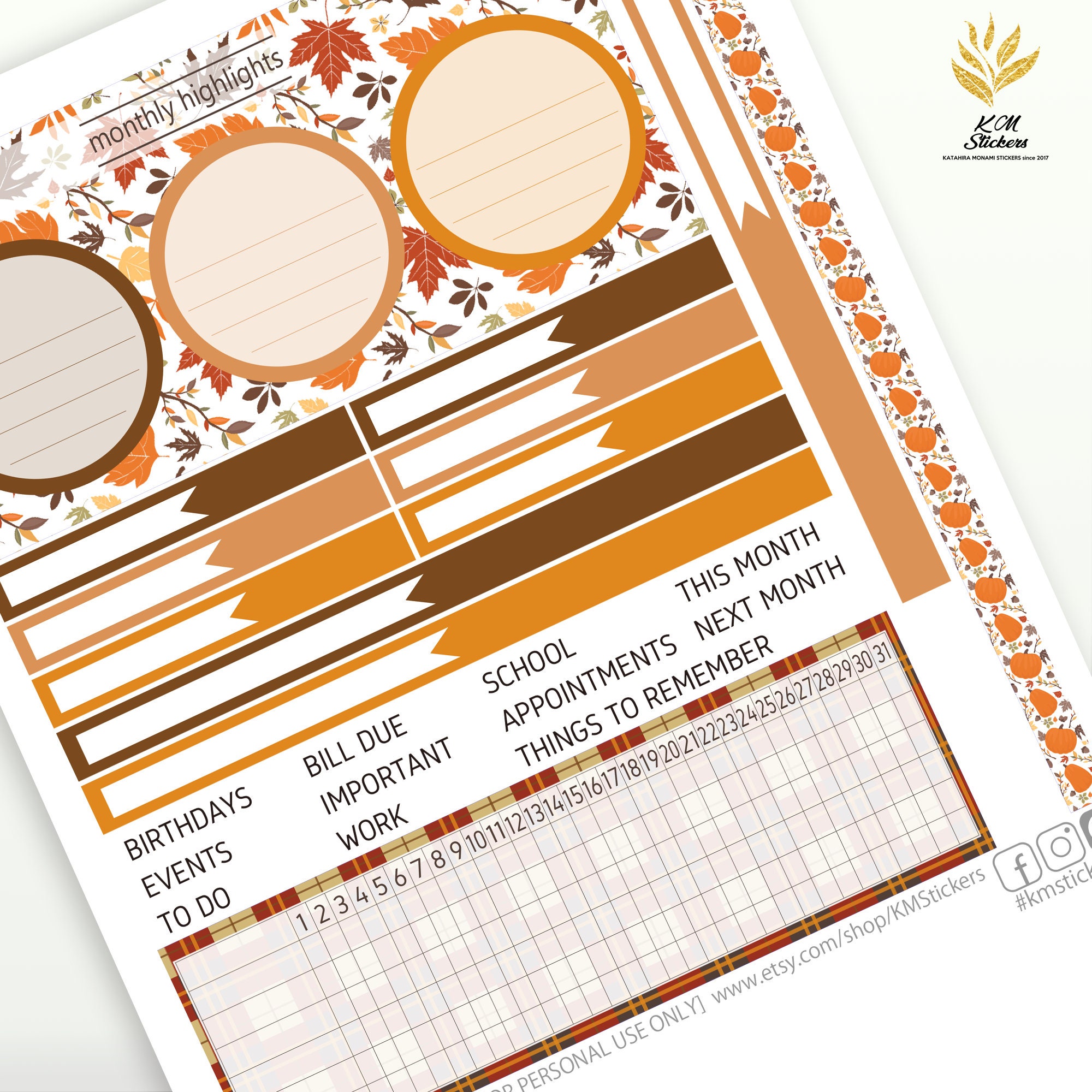 KIT 119 Printable Monthly Highlights Kit Version 2.0 fall - Etsy