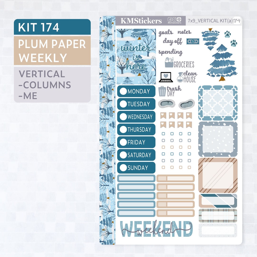 KIT174 // PP Weekly vertical Columns, ME // valentine's Day, A5, 7x9, 8 ...