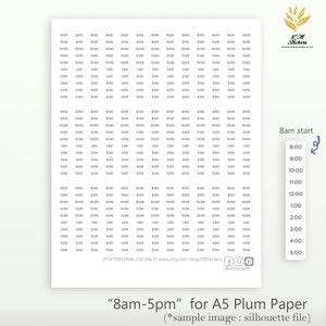 Printable Daily Time Strip Stickers, A5, 7x9, 8.5x11, Plum Paper catpp ...
