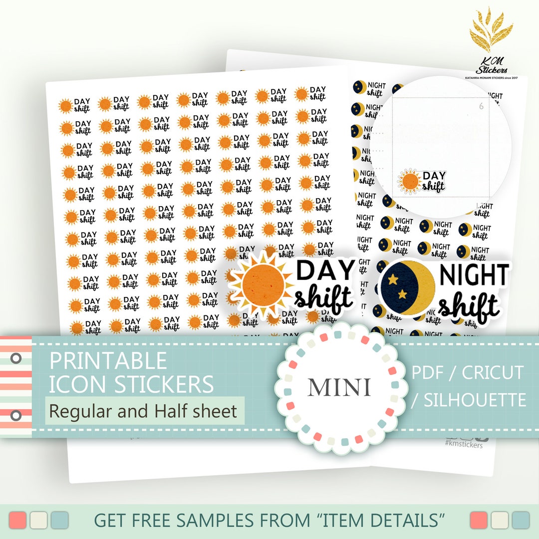 Printable Mini Day Shift and Night Shift Stickersregular and Half Sheet ...