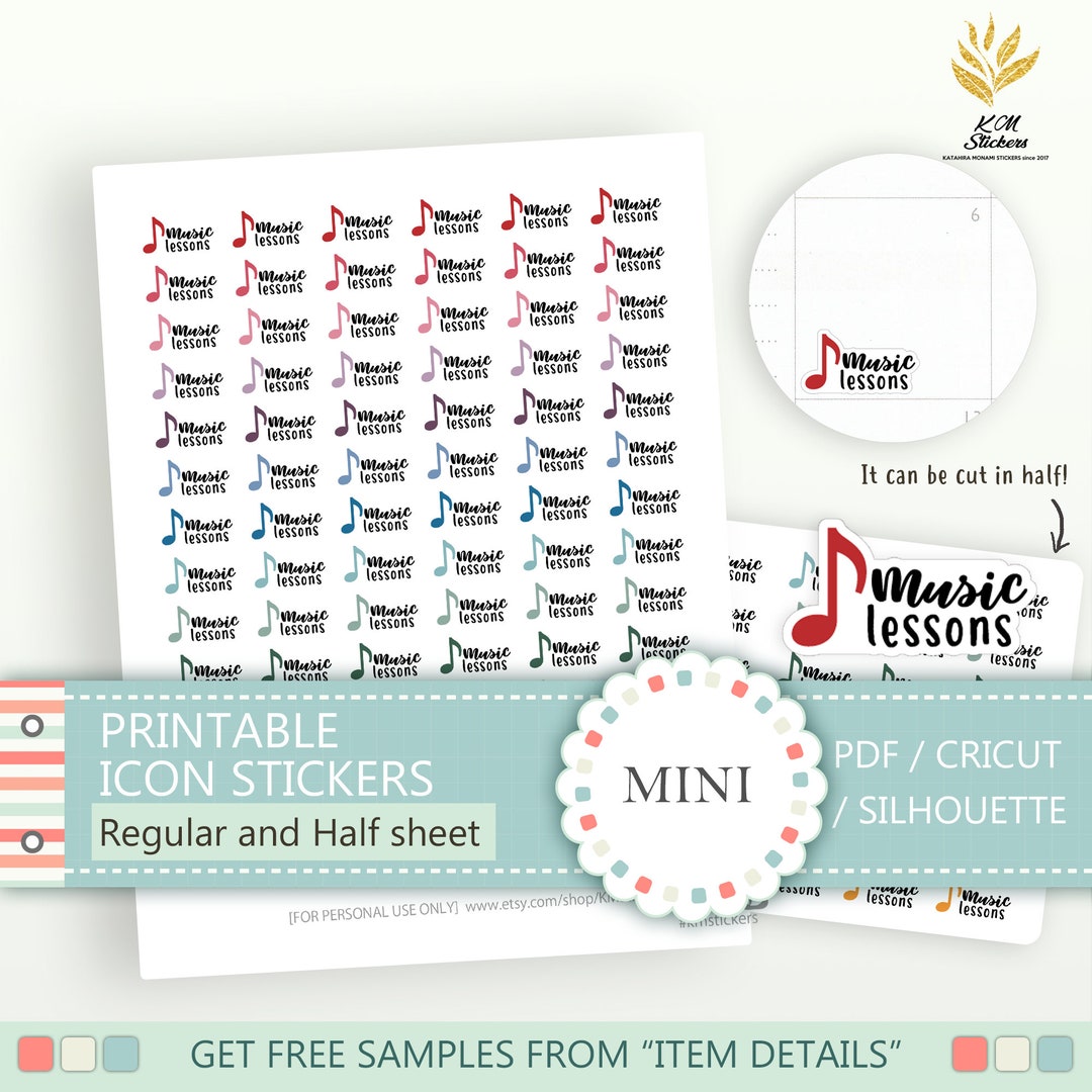 Printable Mini Music Lessons Stickersregular and Half Sheet Size, Music ...