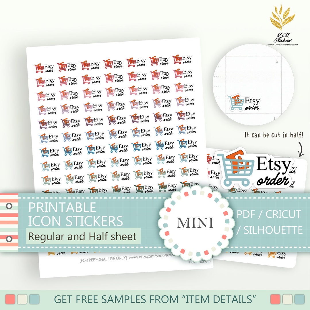 Printable Mini Etsy Order Stickersregular and Half Sheet Size, Place an ...
