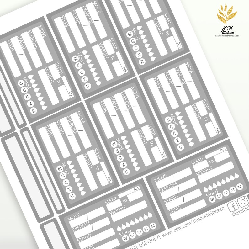 Printable Health Tracker Stickers A5 7x9 8.5x11 Daily Plum - Etsy