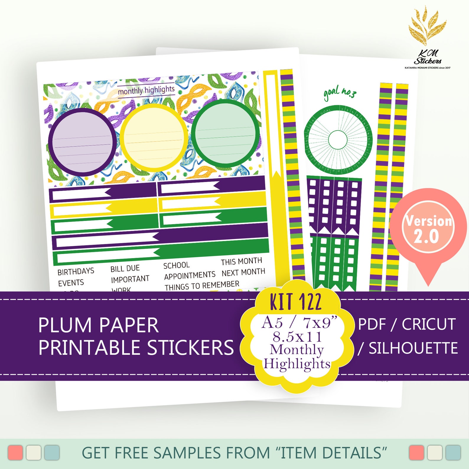 KIT 122 Printable Monthly Highlights Kit Version 2.0 mardi | Etsy