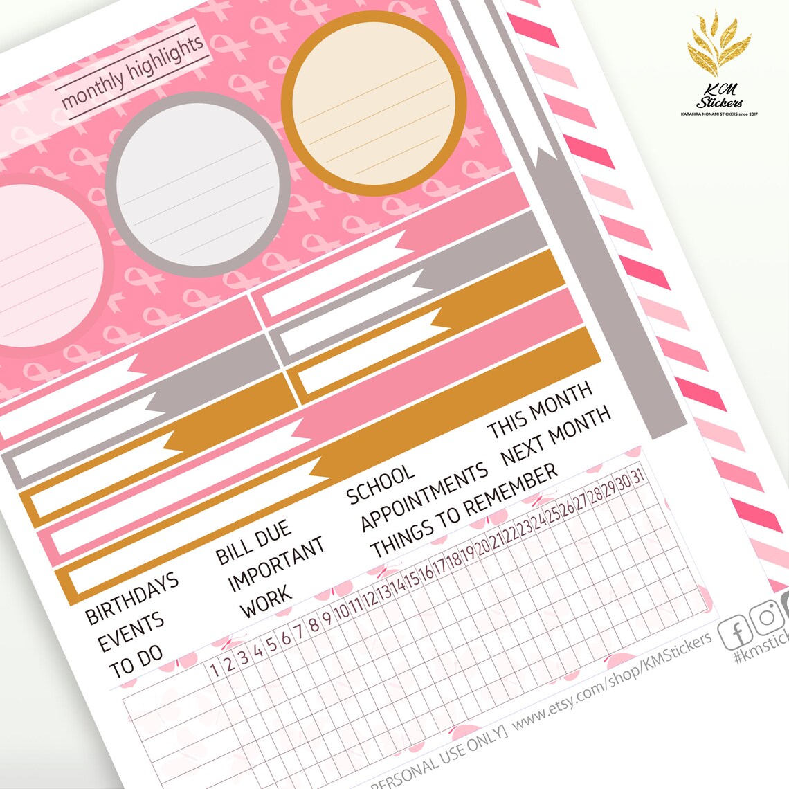 KIT 123 Printable Monthly Highlights Kit Version 2.0 breast | Etsy