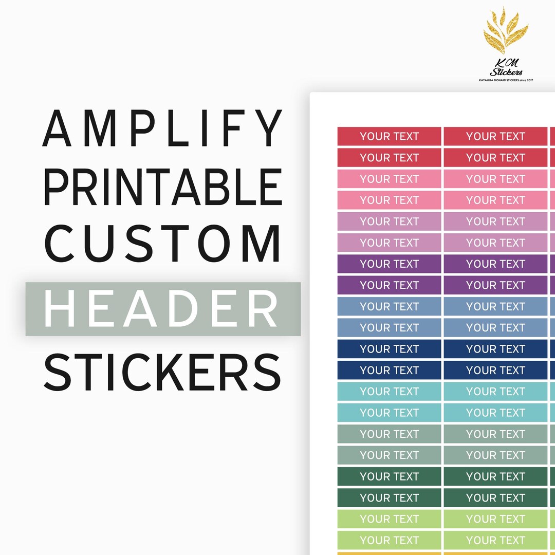 Printable Custom Header Stickers for Amplify Planner // Planner ...