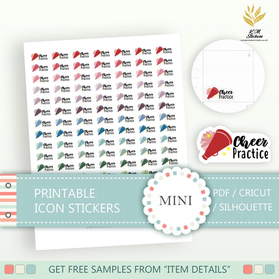 Printable Mini Cheer Practice Stickers Planner Stickers - Etsy